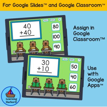 Adding Multiples of 10 Groundhog at School for Google Classroom ...