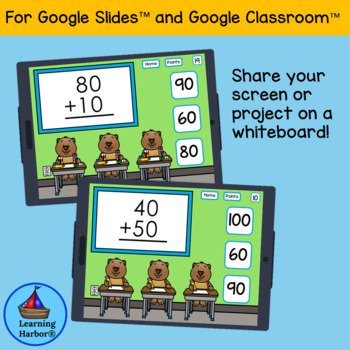 Adding Multiples of 10 Groundhog at School for Google Classroom ...