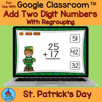 Adding Two Digit Numbers With Regrouping St. Patrick's Day Google ...