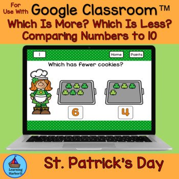 Comparing Numbers More or Fewer St. Patrick's Day Cookies for Google ...