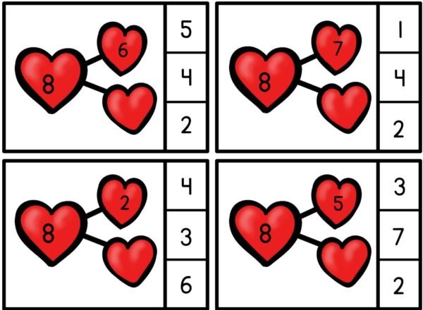 Number Bonds and Missing Addends within 10 Valentine Theme - Learning ...