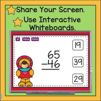 Subtract 2 Digit Numbers With Regrouping Valentine Lions for Google ...