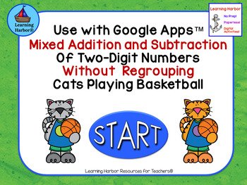 Two Digit Addition and Subtraction No Regrouping Cats Basketball ...